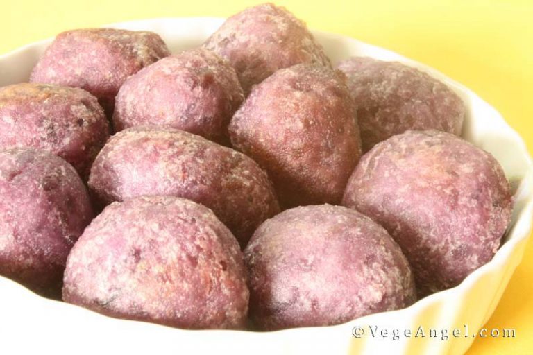 Vegetarian Recipe: Fried Purple Yam Balls | Vege Angel